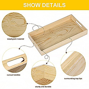 Aodaer 7 Pieces Wooden Nested Serving Trays with Handle Rectangular Shape Wood Trays Kitchen Nesting Trays for Homes, Hotels, Bars Serving Pastries, Snacks, Coffee, Tea