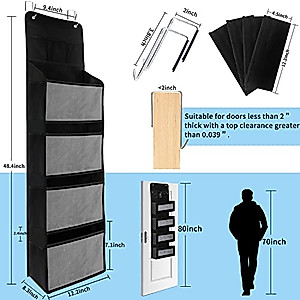 Boczif Over Door Hanging Organizer, 5-Shelf Wall Mount Storage with 4 Large Pocket and Mesh Clear Window, Anti Tilt Behind Door Organizer for Bathroom, Pantry, Closet, Dorm, Toys, Kitchen, Cosmetics