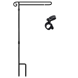Garden Flag Stand,Metal Garden Flag Holder,Yard Flag Holder For Small Garden Flags 12 x 18,Yard Sign Garden Flag Stake For Outside,Small Garden Flag Pole For Yard With Tiger Clip,Garden Flag Hanger