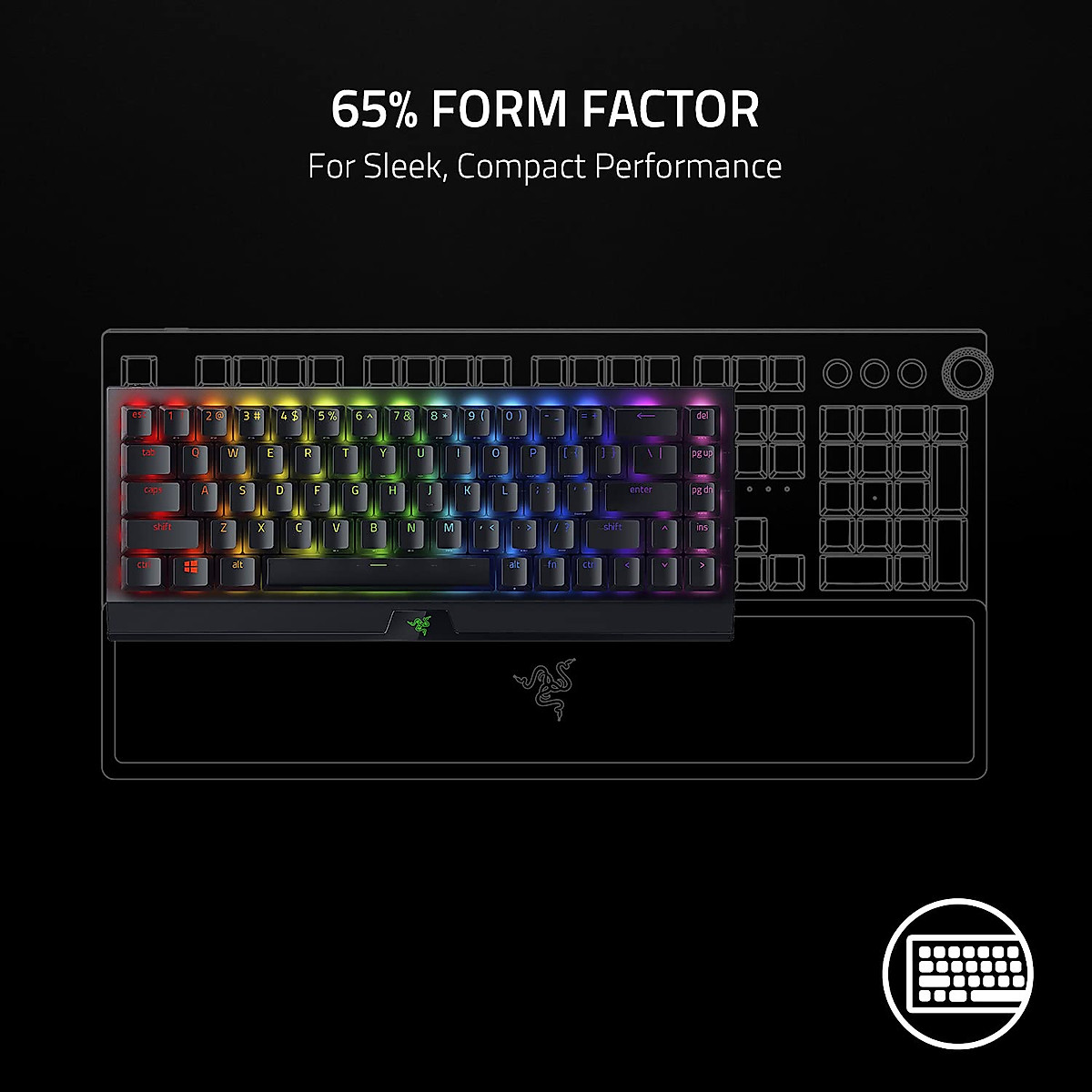 Razer BlackWidow V3 Mini HyperSpeed 65% Wireless Mechanical Gaming Keyboard: Yellow Mechanical Switches Linear & Silent - Doubleshot ABS Keycaps - Chroma RGB - Up to 200 Hr Battery - Snap Tap