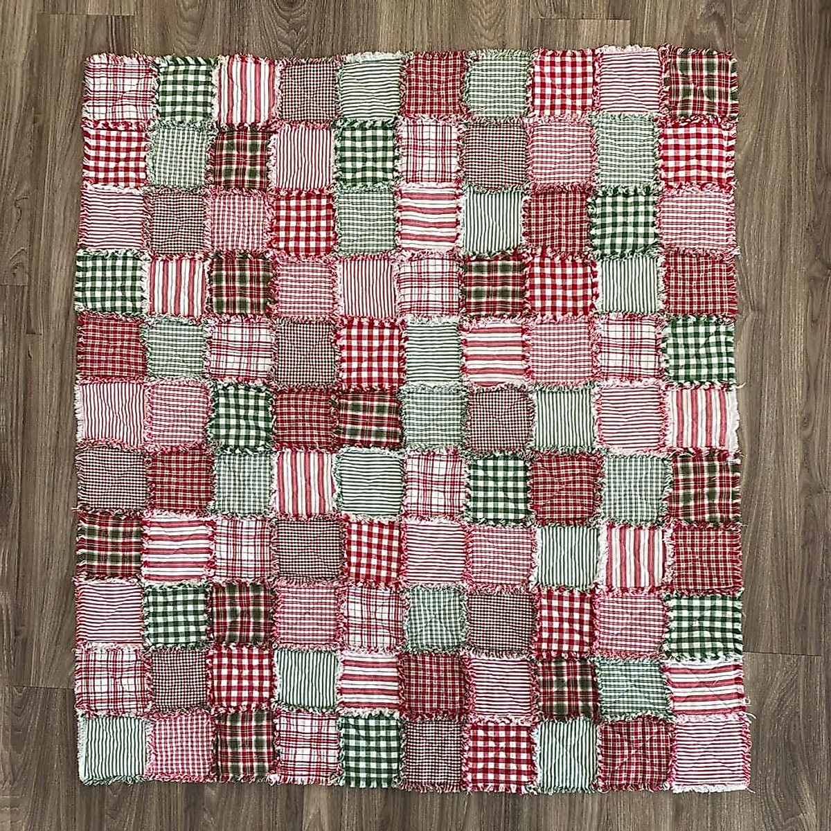 40+ Merry Christmas Charm Pack Red Green White, 5 inch Precut Cotton Homespun Fabric Squares by JCS
