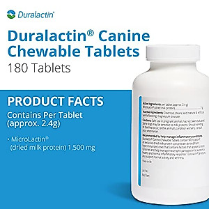 PRN Pharmacal Duralactin Canine Chewable Tablets - Joint Health Supplement for Dogs and Puppies Supports Reduced Inflammation - Vanilla-Flavored Tablets Containing Dried Milk Protein - 180 Canine Chews