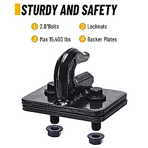 SPARKWHIZ 3/8" Tractor Bucket Hooks, Bolt On Grab Hook Grade 70 Forged Steel, Tow Hook Mount with Backer Plate for John-Deere Loader kubota Tractor Bucket (Black)