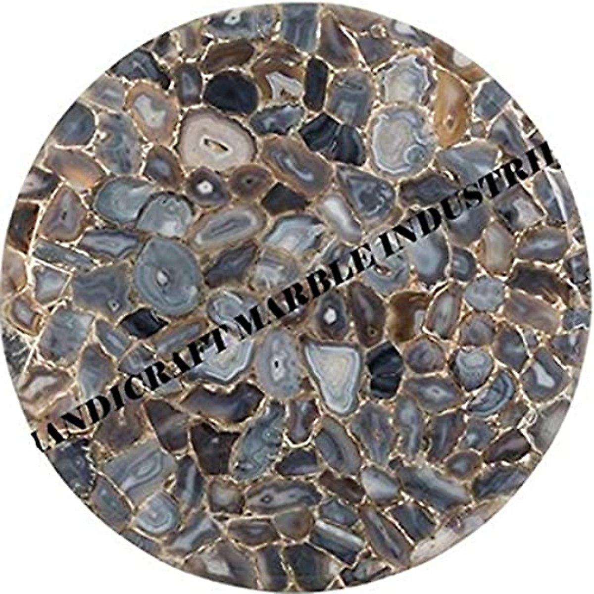 Natural Grey Agate Stone Round 24" x 24" Inch Coffee Table Top, Grey Agate Stone Round Centre Table Top, Gemstone Quartz, Customized Agate Stone Table Top, Piece Of Conversation, Family Heir Loom