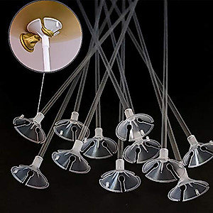 VIDELLY 100 Pieces Balloon Sticks 16inch Bobo Balloons Sticks Clear Plastic Balloon Sticks Holders With Balloon Cups for Party Wedding Birthday Anniversaries Valentine’s Day Decor Party Supplies