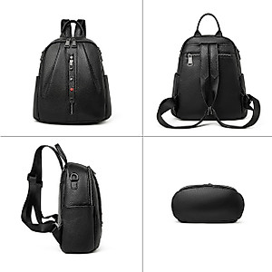 DORIS&JACKY Women Casual Fashion Leather Backpack (1-black)
