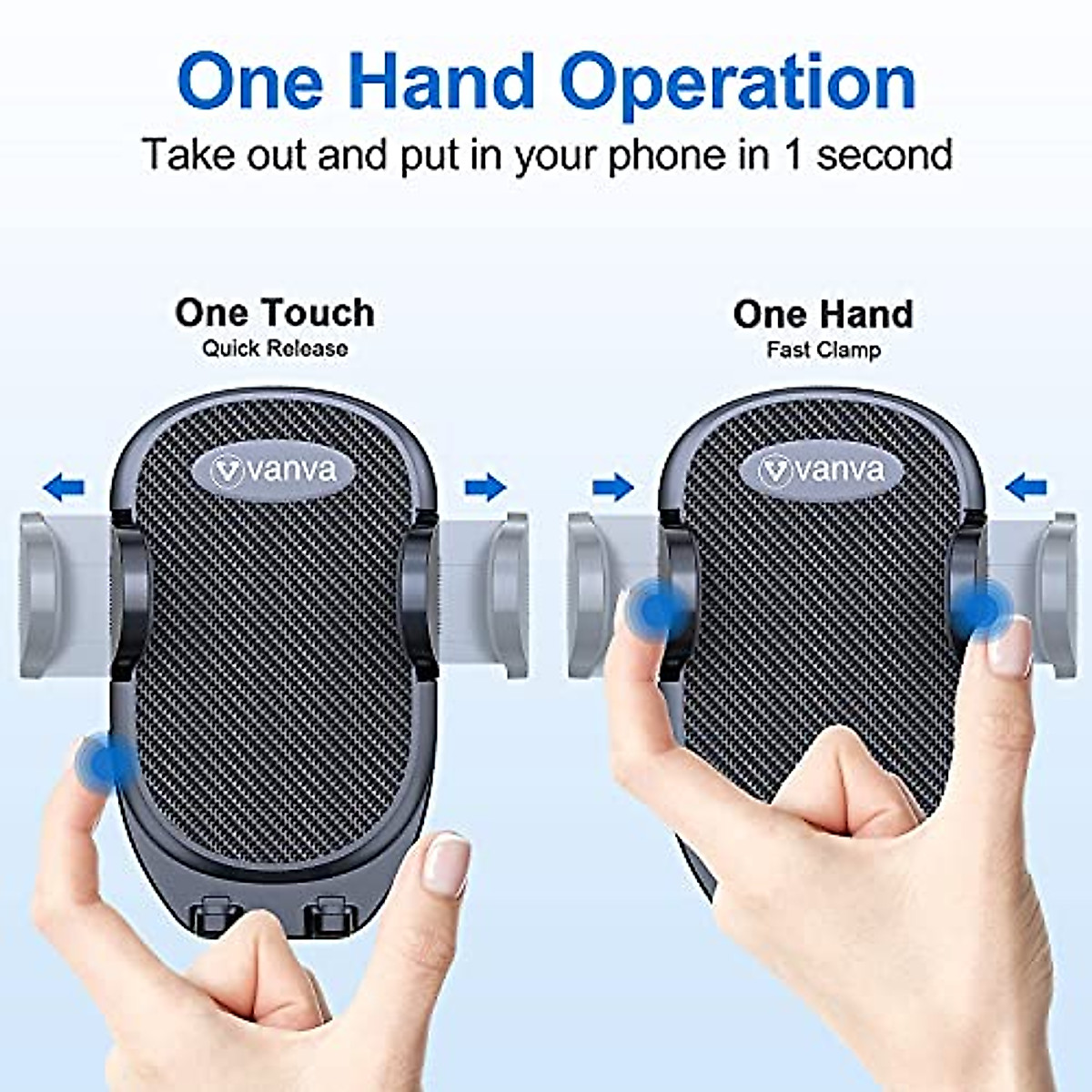 vanva [ Military-Grade Protection Universal Air Vent Car Mount, [ Big Phones & Thick Case Friendly ] Cell Phone Holder for Car Hands Free Clamp Cradle Vehicle fit for All Apple (B1)