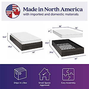 Signature Sleep Magnus Platform Bed Frame and Mattress Set, Twin, Black Oak