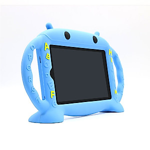 Kids Proof Case for Samsung 7 inch Tablet Galaxy Tab A/3/3 Lite/4/E Lite 7.0-CHINFAI [Cartoon Robot Series] Silicone Handle Stand Case Cover for Tablet SM-T280/T113/T230 (Blue)