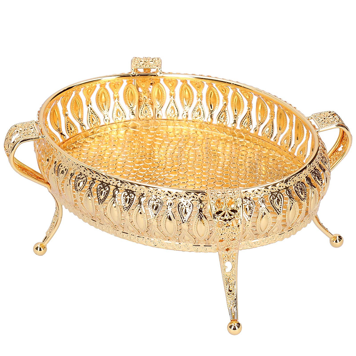 Fruit Tray, Food Dessert Storage Zinc Alloy Tray, Kitchens Food Tray Retro‑Style 8.4x6.4x4.2in for Daily Use Elegant Decorations