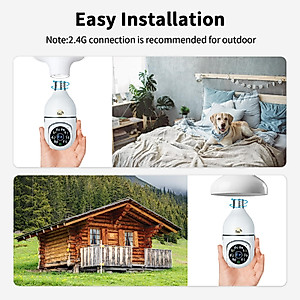 OJR 2K HD Light Bulb Security Camera, 5G/2.4G WiFi PTZ Camera Wireless Outdoor, Motion Detection and Alarm, Full Color Night Vision, Two-Way Audio, Easy Installation