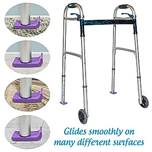 Top Glides 8" Off-Road Walker Wheel Kits with FREE FlexFit Universal Ski Glides (Purple)