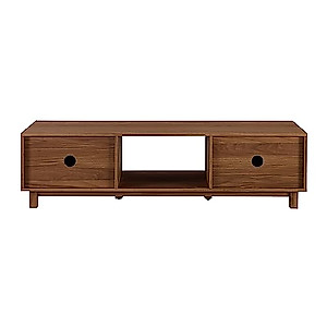 Walker Edison Walton Modern Fluted-Door Low Stand for TVs up to 65 Inches, 58 Inch, Mocha