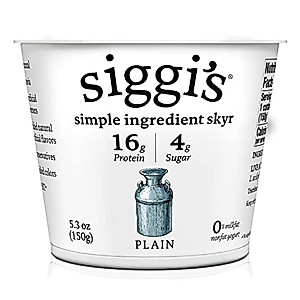 siggi's Icelandic Strained Nonfat Yogurt, Plain, 5.3 oz. Single Serve Cup – Thick, Protein-Rich Yogurt Snack