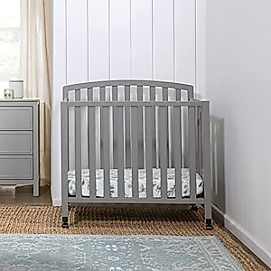 DaVinci Dylan Folding Portable 3-in-1 Convertible Mini Crib and Twin Bed in Grey, Greenguard Gold Certified
