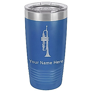 LaserGram 20oz Vacuum Insulated Tumbler Mug, Trumpet, Personalized Engraving Included (Dark Blue)