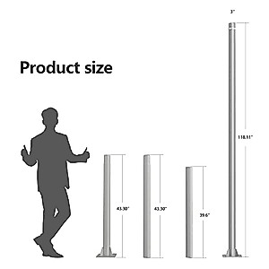 Kincubow Sun Shade Sail Poles, 10ft Sun Shade Poles 3" Diameter Steel Heavy Duty Shade Sail Poles for Patio Lawn Garden Deck Playground Backyard, Matte Dark Grey Sail Shade Pole Kit, One Piece