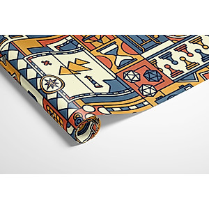 Stellar Factory Board Game and Amusement Pattern Wrapping Paper - 17 inches x 20 feet