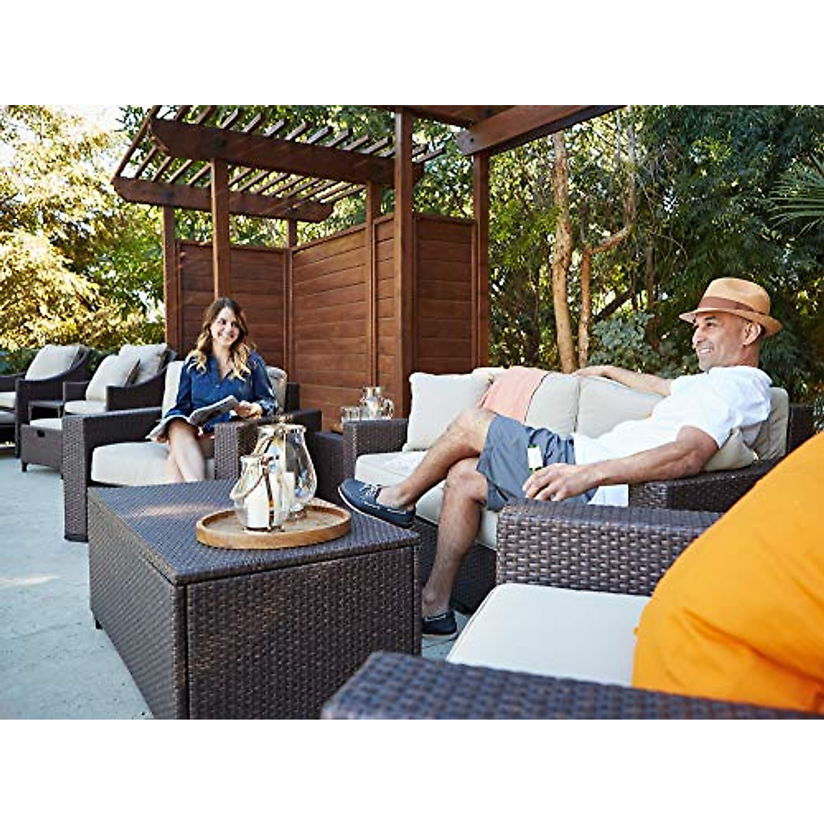Serta Laguna Resin Outdoor Patio Furniture Collection, Sofa, Brown Wicker