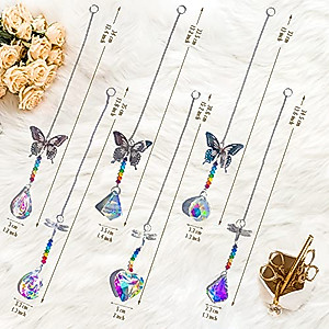 GLORIEROO Crystal Sun Catcher with Butterfly Dragonfly Hanging Ornament, for Window Room Decor Chandeliers Home Garden Christmas Tree Party Wedding Gifts (Pack of 6 Sun Catcher)