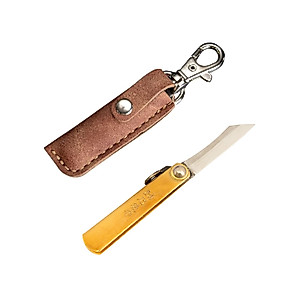 FieldSora Higonokami Mini Folding Pocket Knife Japanese Sanmai SK Steel Blade (Reddish brown)
