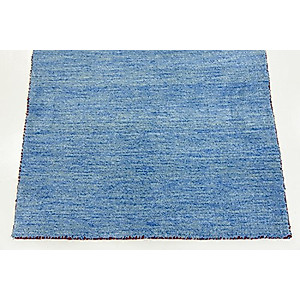 Unique Loom Solid Gava Collection 100% Natural Twisted Wool Modern Light Blue Area Rug (3' x 5')