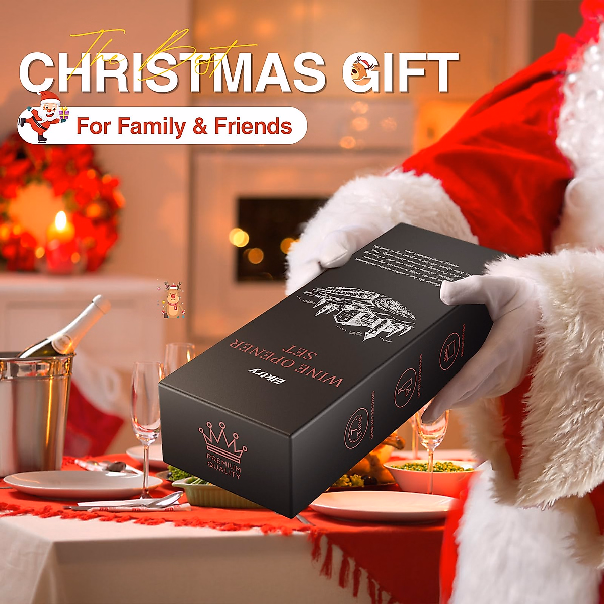 Elktry Electric Wine Opener, Automatic Electric Corkscrew Wine Opener,Battery Operated with Foil Cutter, Wine Pourer&Vacuum Stoppers,Christmas Gift for Family and Friends