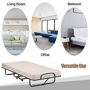 Giantex Folding Bed with 4" Mattress, Twin, Beige