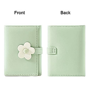 Sunwel Fashion Small Cute Trifold Wallet Slim Wallet ID/Photo Window Card Holder with 3D Flower Pattern Buckle for Women Girls (GREEN)