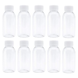 TRENDBOX Pack of 10-100ml Clear Empty PET Mini Storage 100ml/100g/100cc Bottles Hard Plastic Durable Turn Screw Cover Cap Round Filling Liquid Rhinestones Water Container