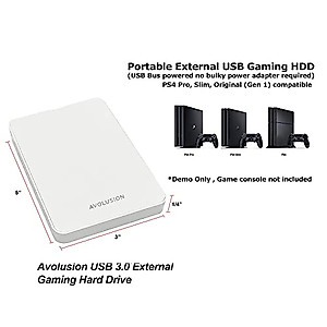 Avolusion HD250U3-Z1-PRO-WH 1TB USB 3.0 Portable External Gaming Hard Drive - White (for PS5 / PS4, Pre-Formatted) - 2 Year Warranty