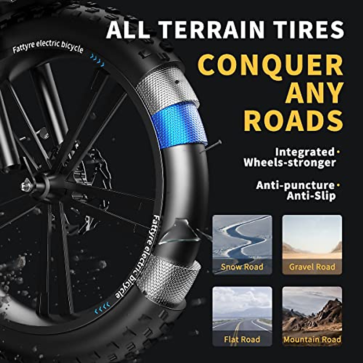 Auloor Electric Bike Adults 750W Motor 48V 12.8Ah Removable Larger Battery 20'' Fat Tire Folding Ebike 30MPH Snow Beach Mountain Electric Bicycle Shimano 7-Speed