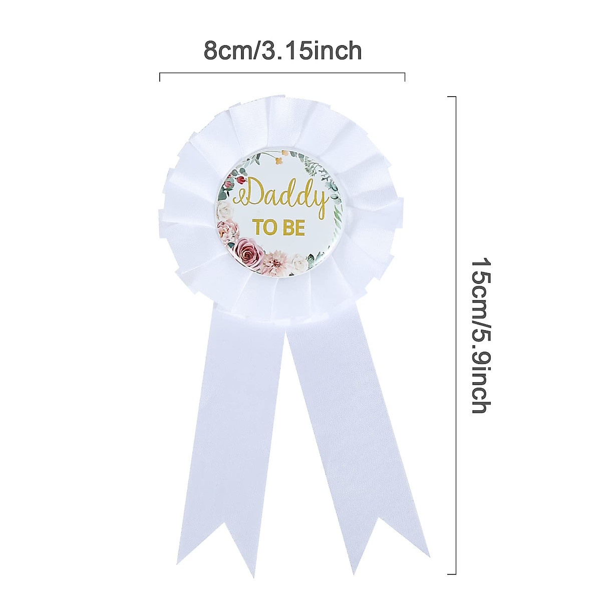 HAPPYLAND Baby Shower Decorations Floral Sash and Tinplate Badge Mommy to Be and Daddy to Be Baby
