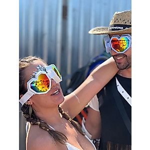 GUVIVI Heart Shaped Sunglasses Fashion Ski Goggles Oversize Love Glasses for Women Men Fun Eyewear Eyeglass