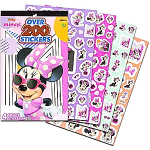 Disney Toddler Minnie Mouse Preschool Backpack Bundle - Deluxe 11 Inch Minnie Mouse Mini Backpack with Over 100 Stickers