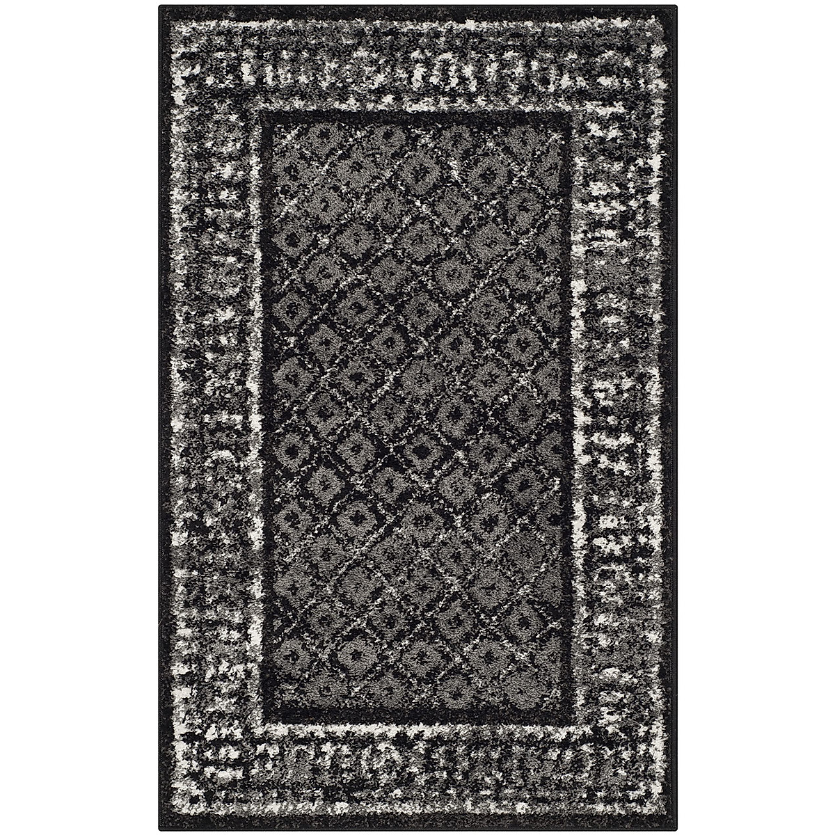 SAFAVIEH Adirondack Collection Accent Rug - 2'6" x 4', Black & Silver, Distressed Design, Non-Shedding & Easy Care, Ideal for High Traffic Areas in Entryway, Living Room, Bedroom (ADR110A)