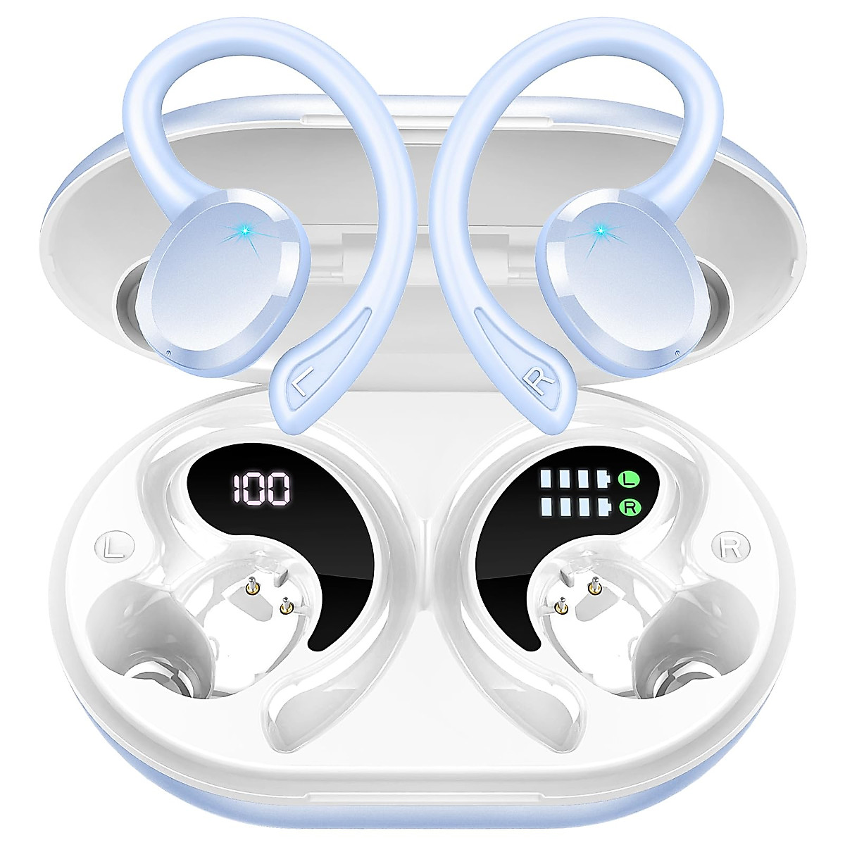 Wireless Earbuds Bluetooth Headphones, Bluetooth 5.3 Earbuds with Immersive HiFi Stereo, 2023 New 48Hrs Wireless Ear Buds Over Ear, HD Mic, Comfortable Sport Earhooks, IP7 Waterproof in Ear Earphones