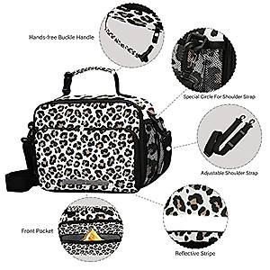 Leopard Cheetah Print Animal Skin Lunch Bag, Reusable Lunch Box for Women Men, Insulated Cooler Bag Lunch Tote Bag with Shoulder Strap for School Office Picnic Travel