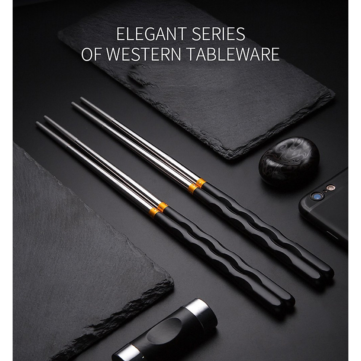 FAONIE 5 Pair Stainless Steel Chopsticks Gift Set Japanese Hotel Restaurant Chopsticks Set (Japan)