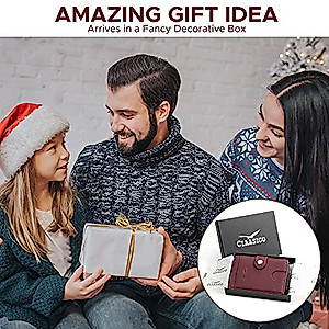 Claasico Men Slim Bifold Pop Up Wallet & Credit Card Case | Compact Card Holder w/Pop Out Button & ID Window