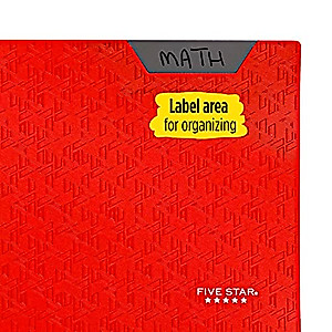 Five Star 2-Pocket Folder, Plastic Folders with Stay-Put Tabs, Fits 3-Ring Binder, Holds 8-1/2” x 11" Paper, Writable Label, Assorted Colors (38065), 4 Count (Pack of 1)