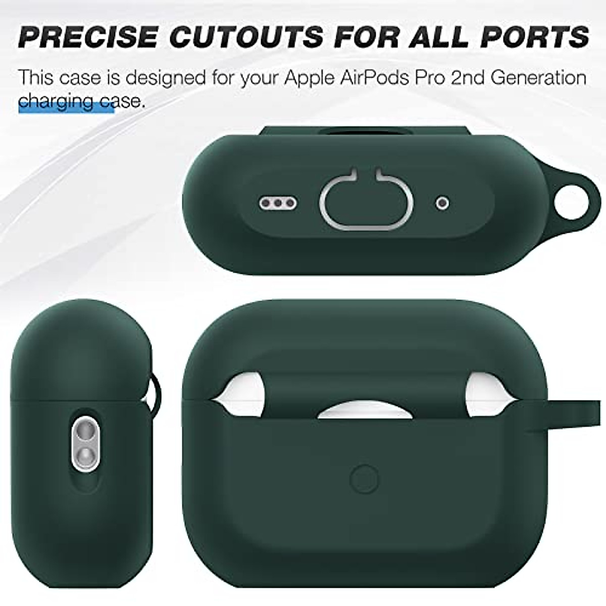 BRG Compatible with Airpods Pro 2nd/1st Generation Case Cover, Soft Silicone Skin Cover Shock-Absorbing Protective Case with Keychain Compatible for Apple Airpods Pro Case 2023/2022/2019