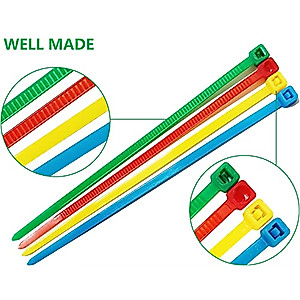 400Pcs Colored Zip Ties 4 Inch Cable Ties, 4/6/8 Inch Optional, Red Yellow Green Blue Small Zip Ties Set - 4 Inch