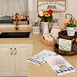 GEEORY Spring Kitchen Towels for Spring Decor Flower Vase Dish Towels 18x26 Inch Ultra Absorbent Bar Drying Cloth Bloom Sign Hand Towel for Kitchen Bathroom Party Home Decorations Set of 2