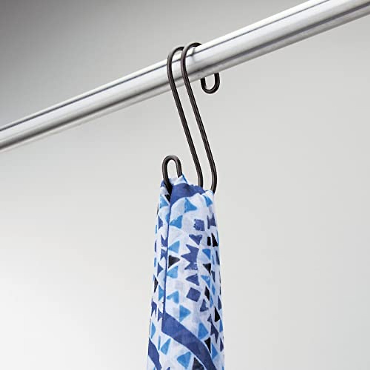 mDesign Metal Wire Over The Rod Hanging Closet Accessory S Hook for Handbags, Belts or Jackets - Snag Free - 8 Pack - Bronze