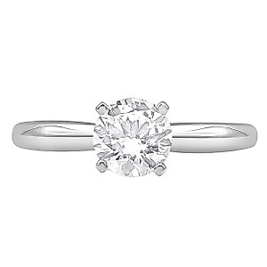 Beyond Brilliance 0.75 Carat Round Cut Solitaire Lab Grown Diamond Engagement Ring for Women (VS-SI) 14K White Gold Fine Jewelry, Gift Box Included (Size 7)