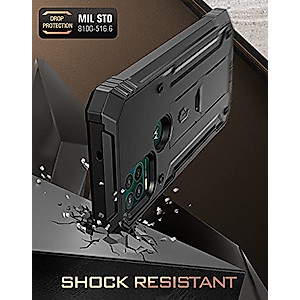 Poetic Revolution Series Case for Moto G Stylus 5G (2021), Model # XT2131, Full-Body Rugged Dual-Layer Shockproof Protective Cover with Kickstand and Built-in Screen Protector, Black