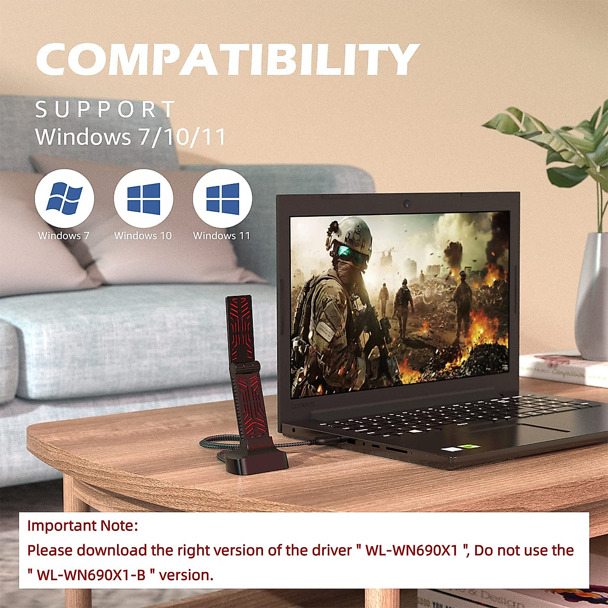 WAVLINK AX1800 WiFi 6 USB Adapter for PC, Dual Band Wireless USB Network Adapter for Desktop Laptop, 5GHz & 2.4GHz, MU-MIMO, 802.11ax, Supports Windows 11/10/7