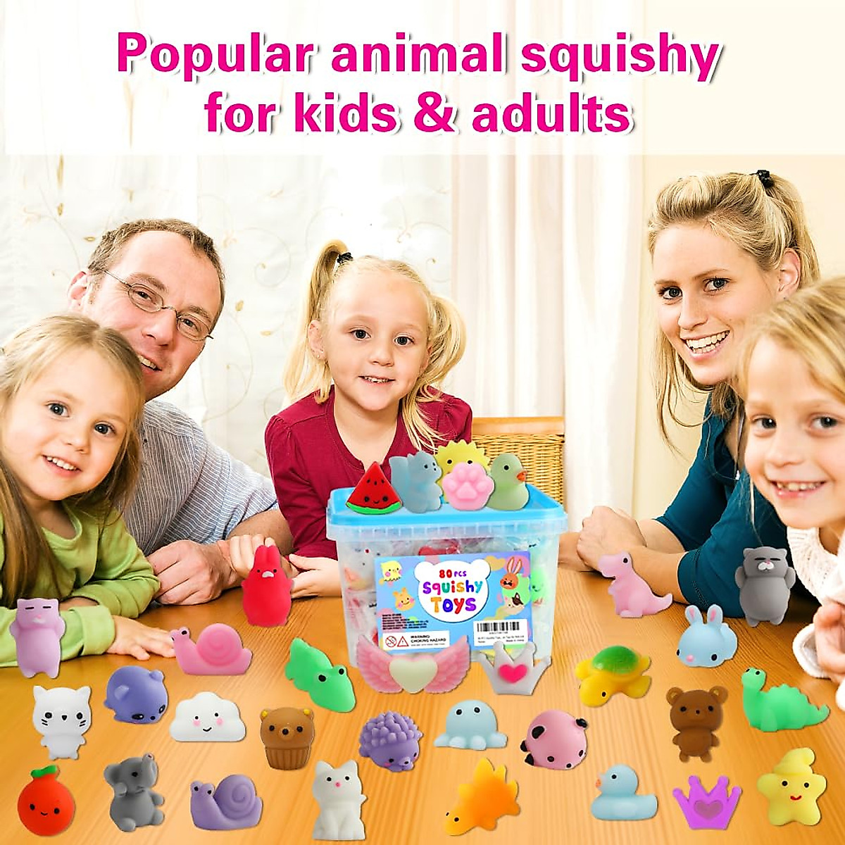 80Pcs Party Favors for Kids 4-8, Kawaii Squishies Mochi Squishy Toy Bulk Fidget Sensory Toys Birthday Gifts for Boys Girls Goodie Bag Christmas Stocking Stuffers Treasure Box Classroom Prizes