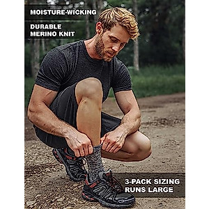 Merino.tech Merino Wool Socks for Women And Men - 85% Merino Wool Hiking Socks Crew Style (Multicolor: Brown, Dark Green, Red, 9-12)